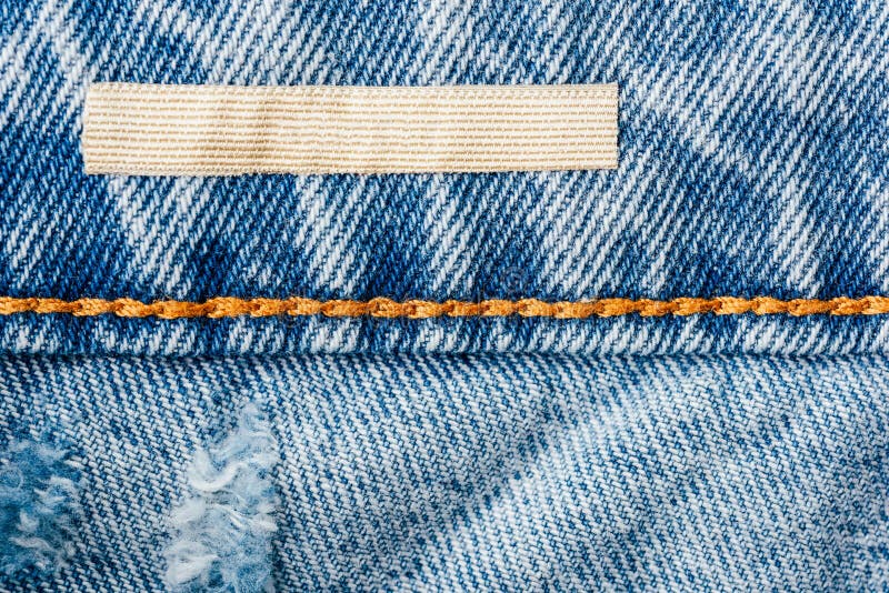 Blank Label on Jeans Texture Stock Image - Image of apparel, blue ...