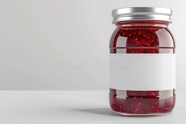 Blank Label Raspberry Jam Jar Isolated on White Background Stock Image ...