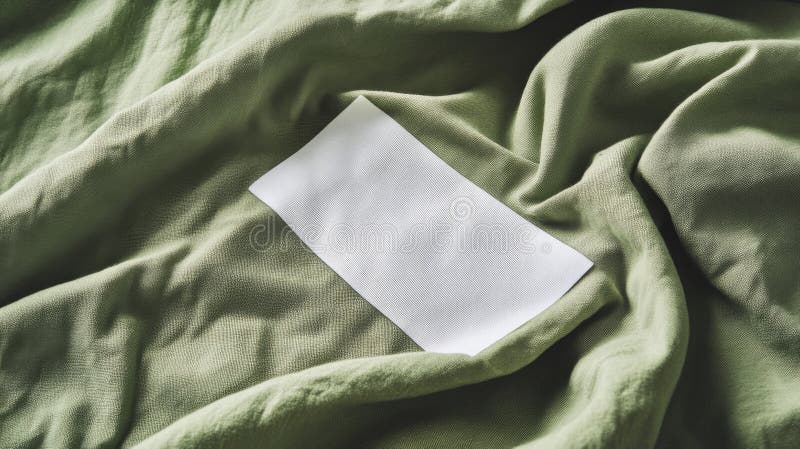 Blank Label on Soft Green Fabric for Laundry Care Instructions Stock ...