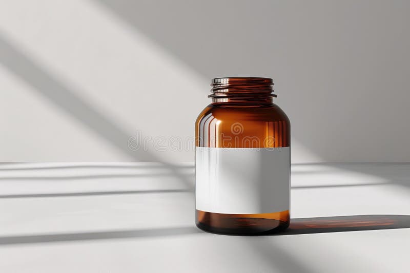 Blank Label Supplement Jar on Light Gray Background. Stock Illustration ...