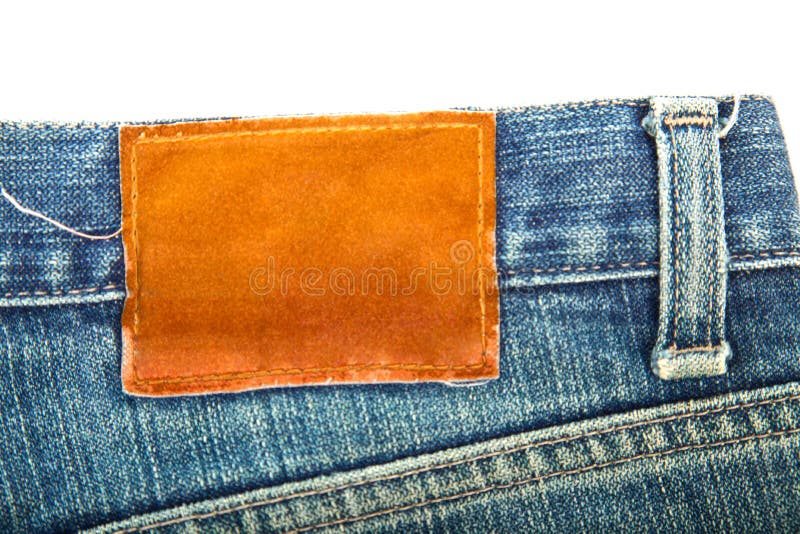 Blank Label on Used Blue Jeans Stock Image - Image of advertise, inside ...