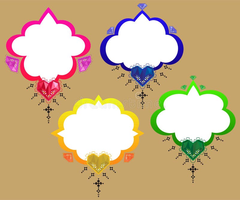 Blank Labels Collection. Set of 4 Gradient Shapes. Gemstone Frames ...