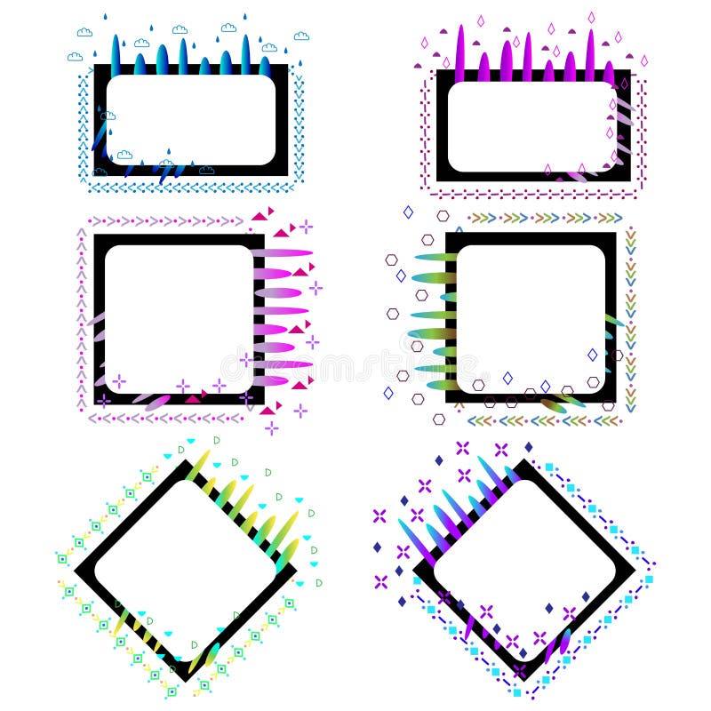 Blank Label Frames Collection of 6 Geometric Shapes Pattern and ...