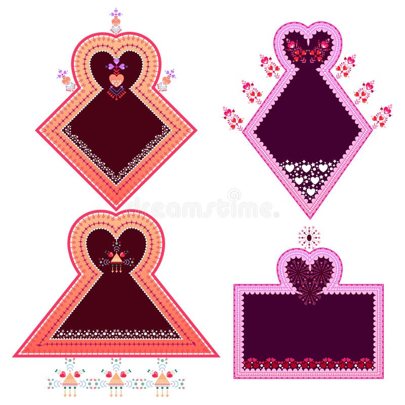 Heart Shape Frames. Set of 4 Blank Labels. Wedding and Greeting Card ...
