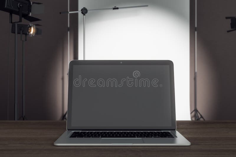 Blank laptop computer stock illustration. Illustration of light - 139648935
