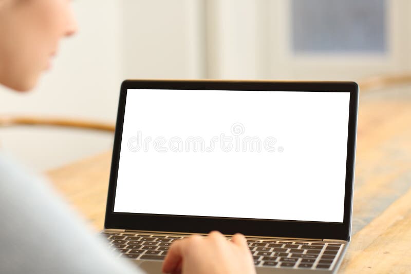 Blank Laptop Screen Being Used by Woman Stock Image - Image of learning ...