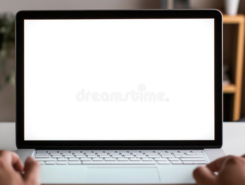 Blank Laptop Screen Mockup Modern Device Technology Workplace Internet ...