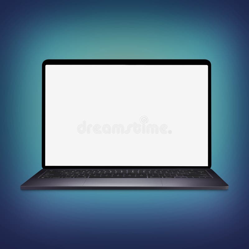 Blank Laptop Template Computer Isolated on a Blue Background Stock ...