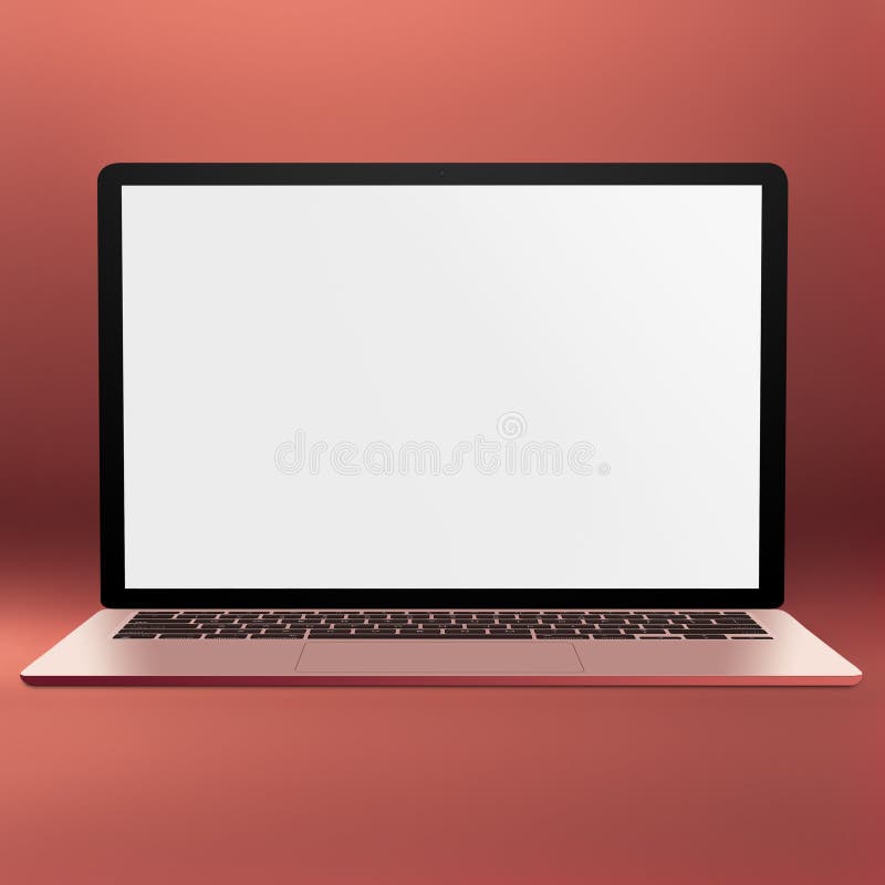 Blank Laptop Template Computer Isolated on a Blue Background Stock ...