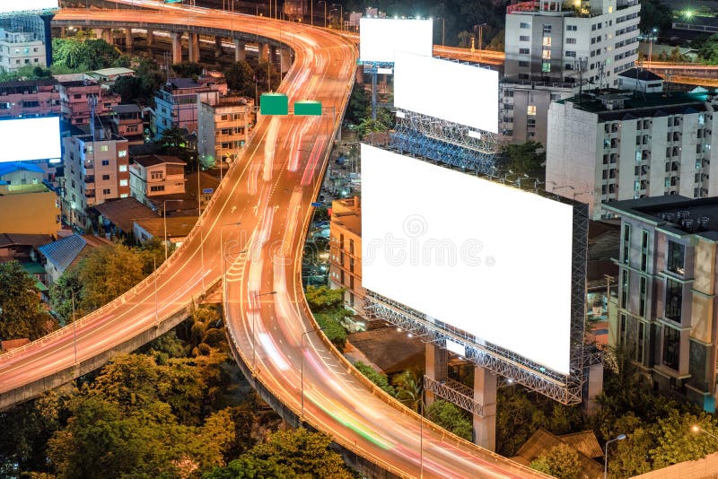 Blank Large Billboards with Traffic on Elevated Road Stock Image ...