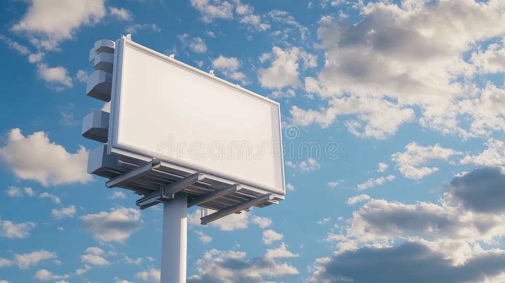 Blank Large Format Sign with Cloudy Sky Against it. Design Template ...