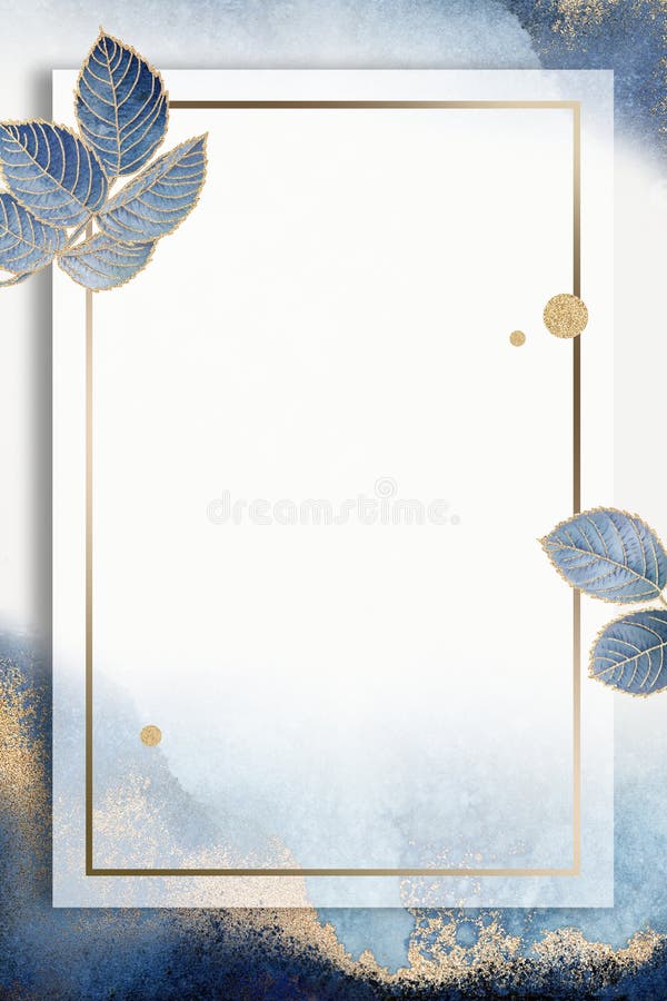 Blank Leafy Golden Rectangle Frame Vector Stock Illustration - Illustration of event, invite ...