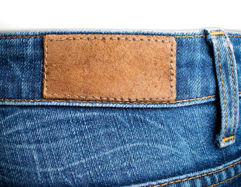 Blank Leather Label Back View of Weared Jeans Stock Photo - Image of ...