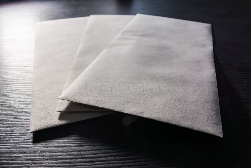 Blank Letter Envelope Template White Paper Texture Background Desk ...