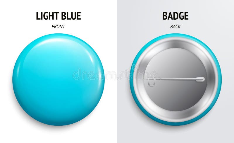 Blank Light Blue Glossy Badge or Button. 3d Render. Round Plastic Pin ...