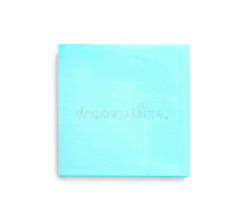 Blank Light Blue Sticky Note on White Background, Top View Stock Photo ...