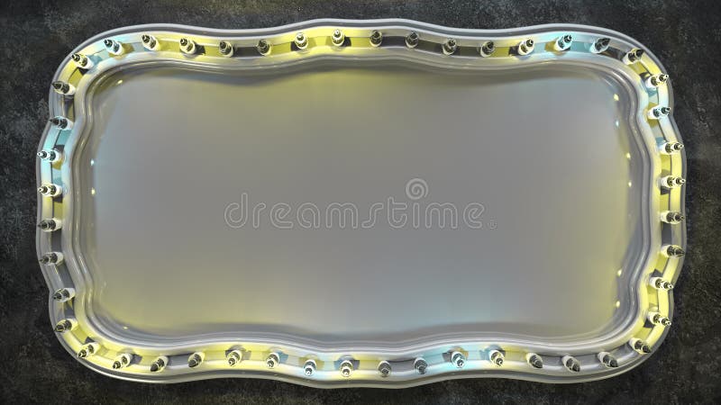 Blank Light Board with Shiny Lightbulbs 3D Render Illustration Stock ...