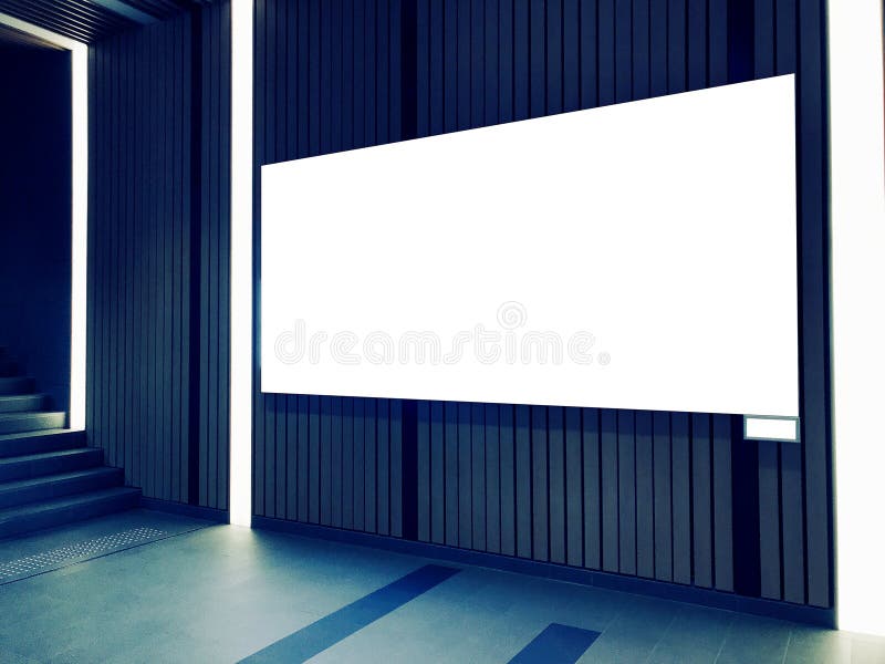 Blank Lightbox Banner on the Wall Inside a Commercial Building Stock ...