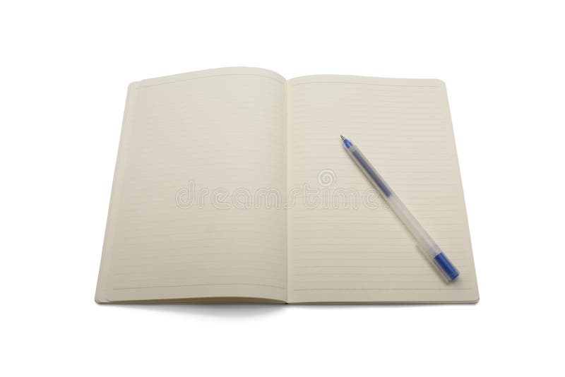Blank Lined Notebook with Blue Pen Stock Photo - Image of memo, write ...
