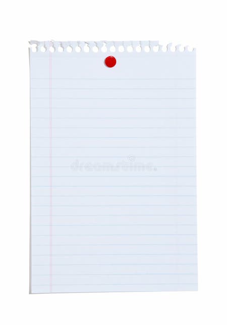 Blank Lined Notebook Paper with Thumb Tack Stock Image - Image of ...