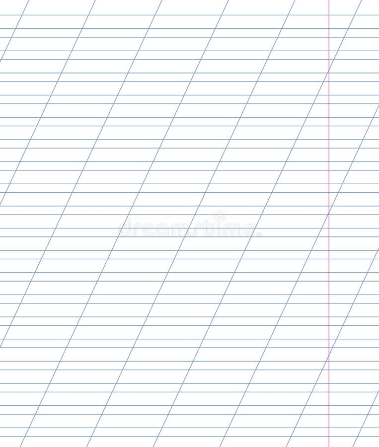 Blank Lined Notebook Sheet (with Diagonal Lines and Red Margin) Stock ...