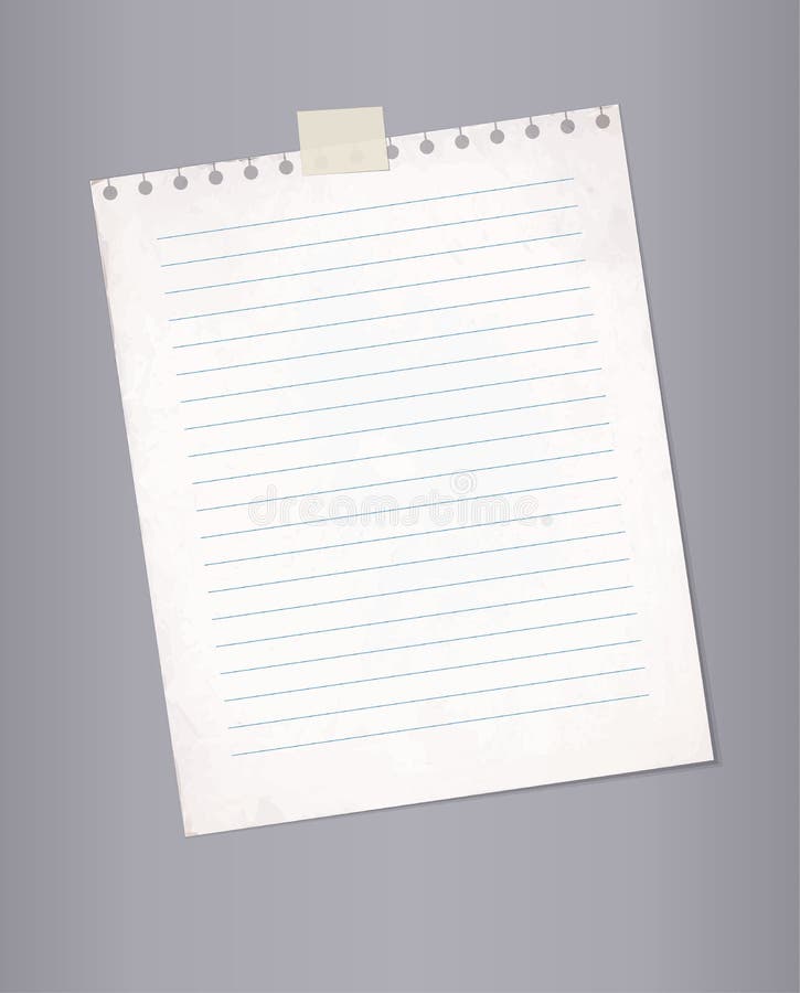 Blank Lined Paper Texture From A Notepad. Stock Vector - Illustration ...