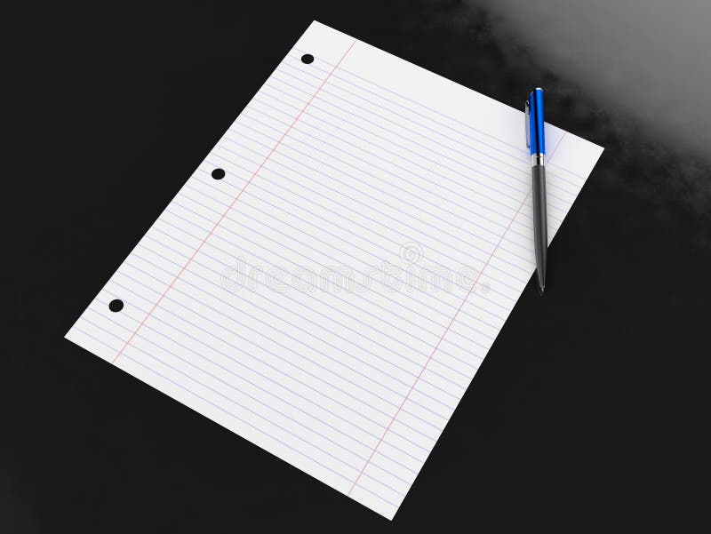 Blank Lined Paper and Pen on Black Surface Stock Photo - Image of ...