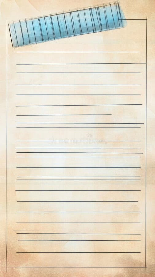 Blank Lined Paper Shows Empty Space with Blue Tape Attached, Providing ...