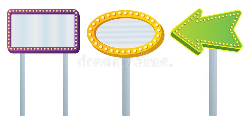 Blank Lit Art Deco Signs stock illustration. Illustration of billboard ...