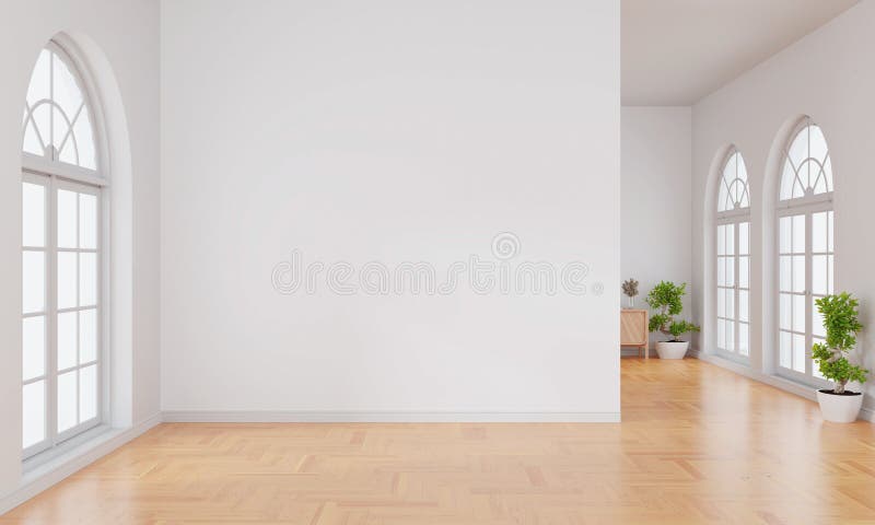 Blank Living Room Interior with Copy Space, 3D Rendering Stock ...