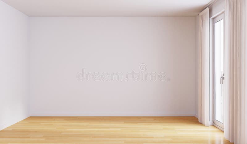 Blank Living Room Interior with Copy Space, 3D Rendering Stock ...