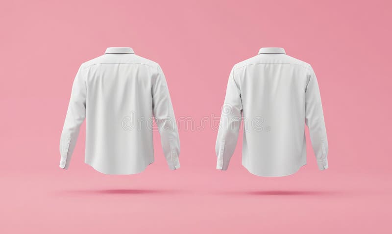Blank Long Sleeve Collared Shirt Mockup Front and Back Views Plain ...
