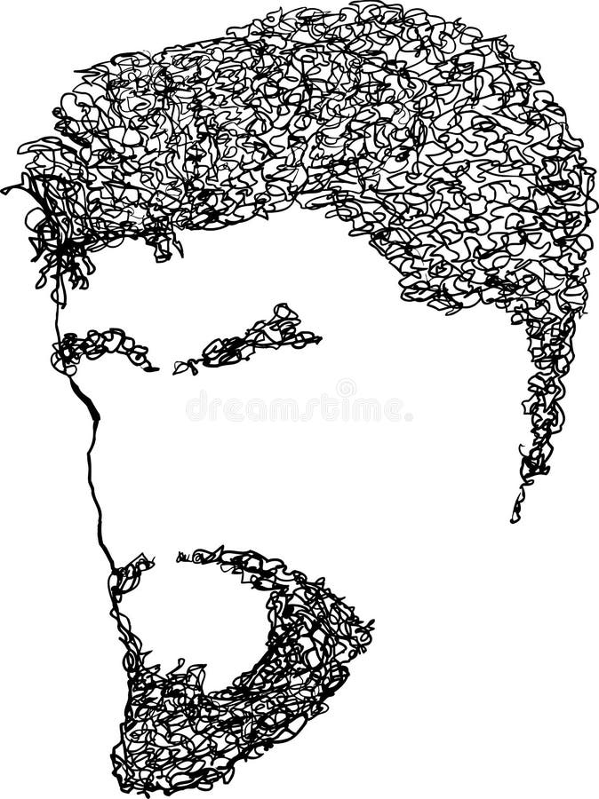 Outline of Bearded Man on Lawn Chair Stock Illustration - Illustration ...