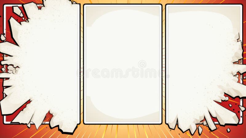 Blank Manga Comic Book Page Design with Speed Lines and Speech Bubbles ...