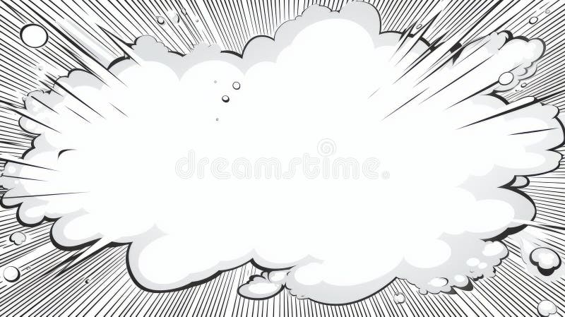 Blank Manga Comic Book Page With Speed Lines And Speech Bubbles Stock