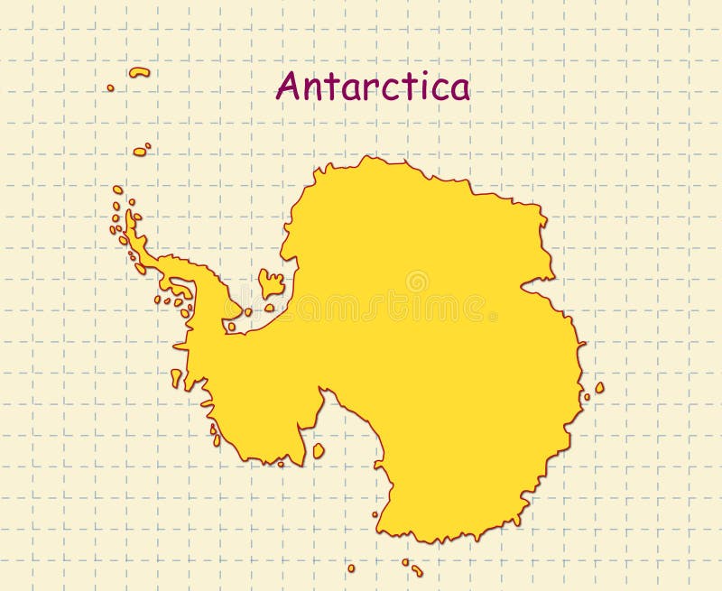 Blank Map of Antarctica Printable Yellow Color Map of Antarctica Stock ...