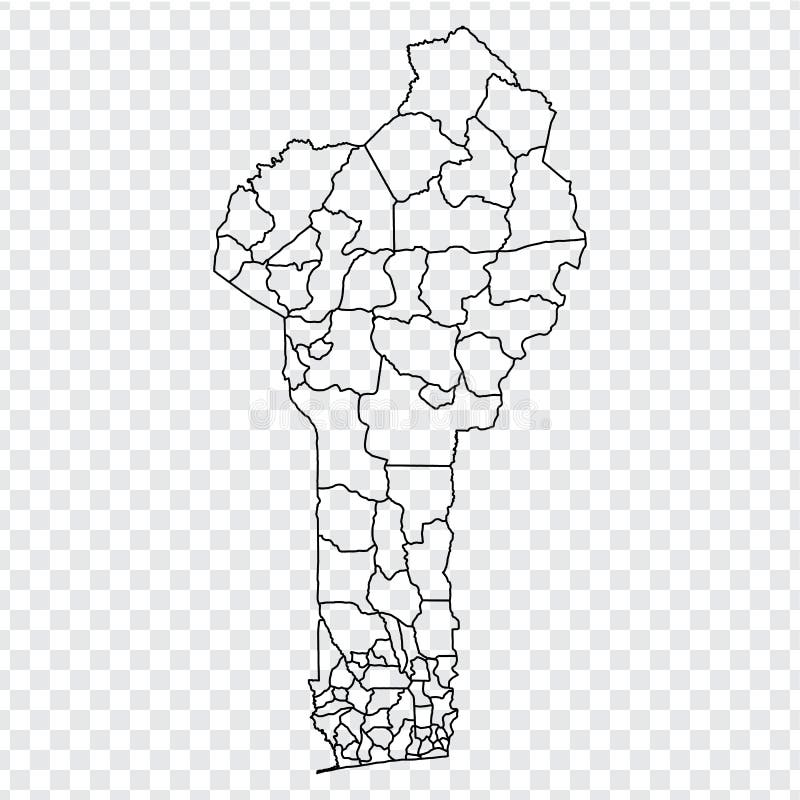 Blank Map Benin. High Quality Map Communes of Benin with Provinces on ...