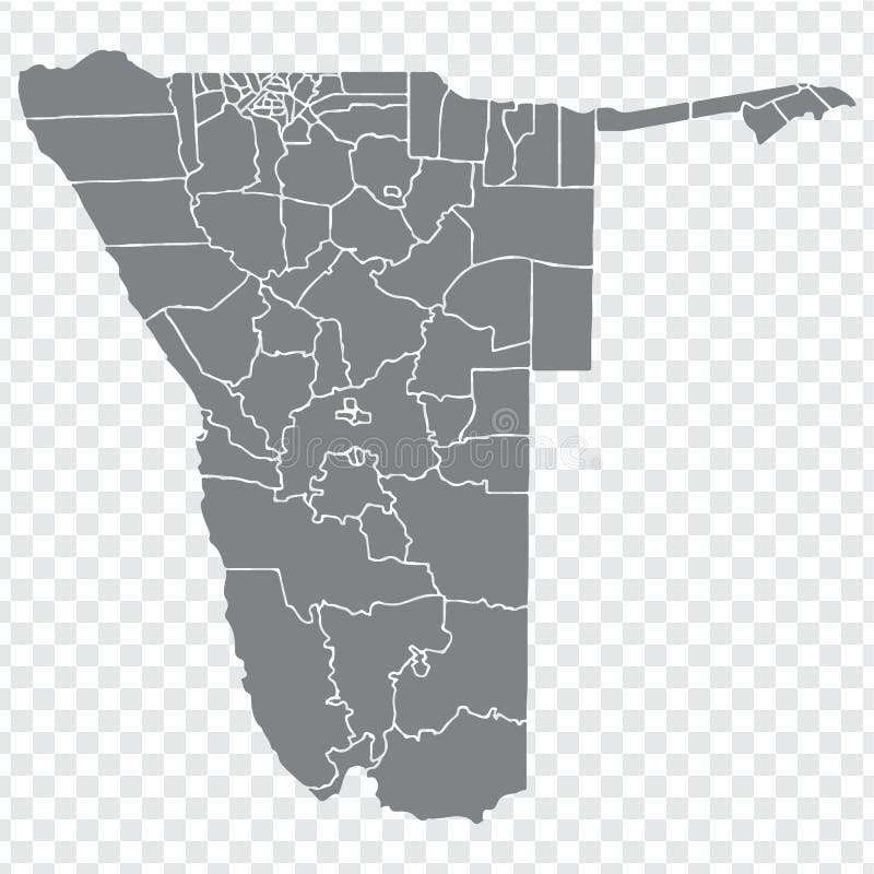 Blank Map of Namibia in Gray. Municipalities of Namibia Map Stock ...
