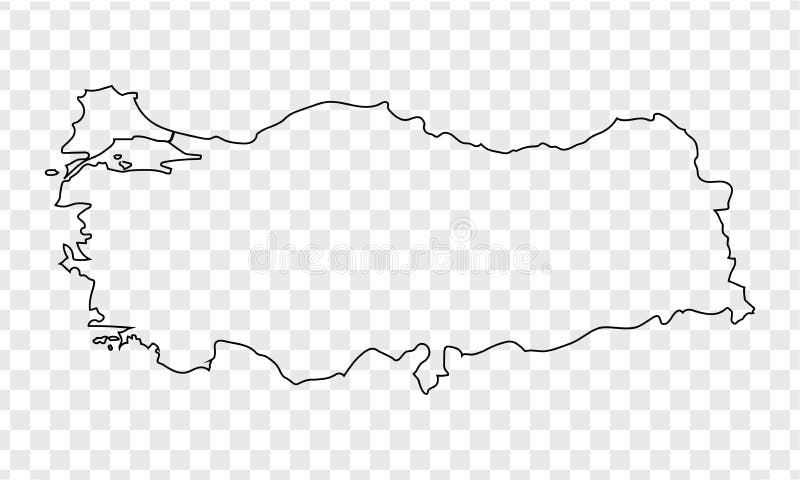 Blank Map Turkey. Thin Line Map of Turkey with Bosporus on a ...