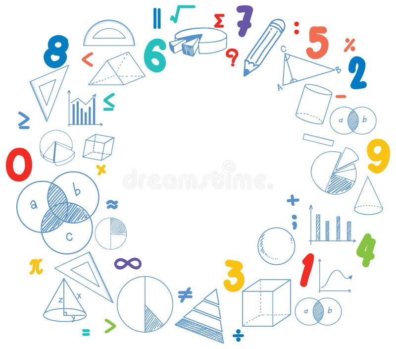 Blank Math Template with Math Tools and Elements Stock Vector ...