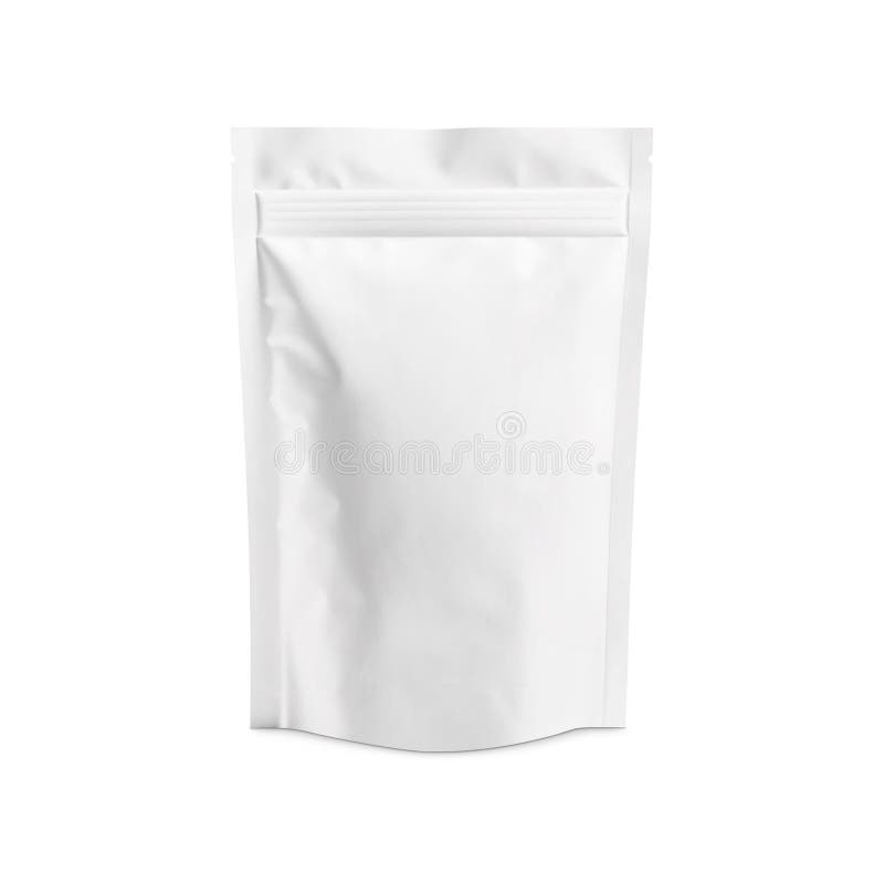 Blank Matte White Pouch Up Package Isolated on a White Background Stock ...