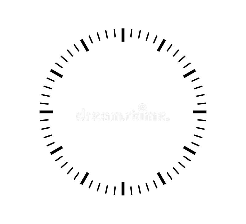 Blank Mechanical Clock Face Divided into Seconds and Minutes. Round ...