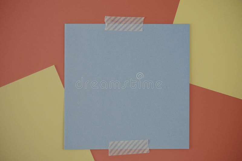 Blank Memo Square Note on Yellow and Red Background. Blue and Yellow ...