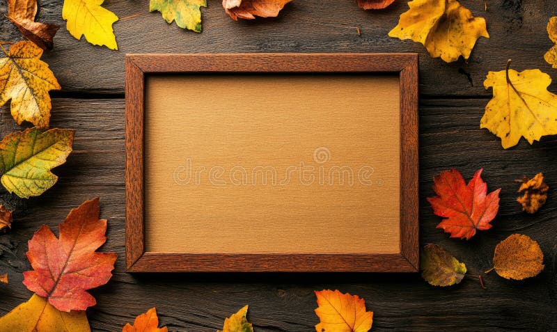 Blank Menu Board on a Counter, Decorated with Autumn Leaves Stock Image ...