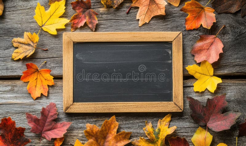 Blank Menu Board on a Counter, Decorated with Autumn Leaves Stock Image ...