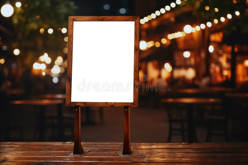 Blank Menu Board on Street Cafe. Mock Up for Your Design Stock ...