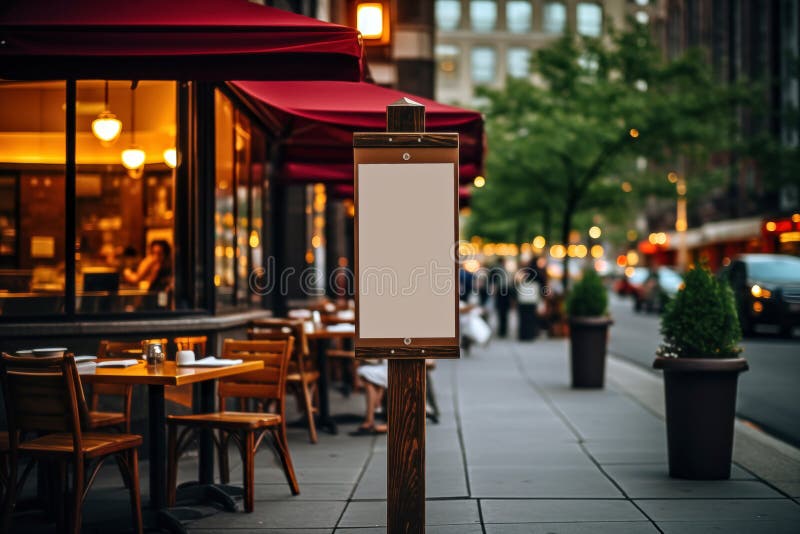 Blank Menu Board on Street Cafe. Mock Up for Your Design Stock ...