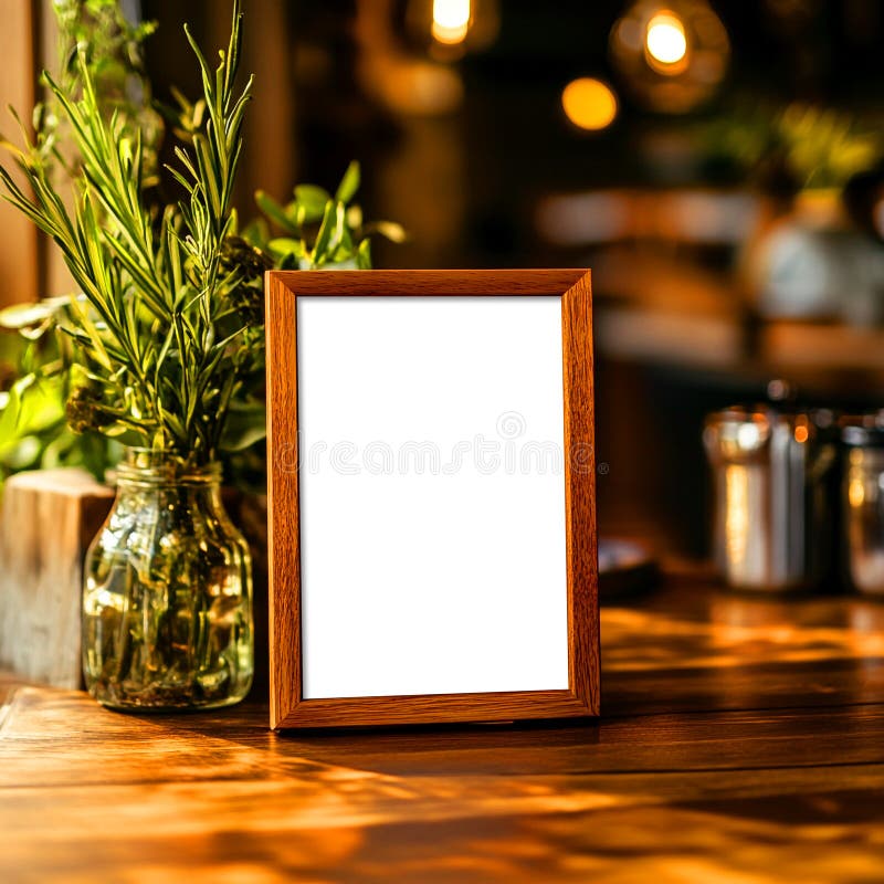 Blank Menu Frame Rustic Restaurant Mockup Stock Illustration ...