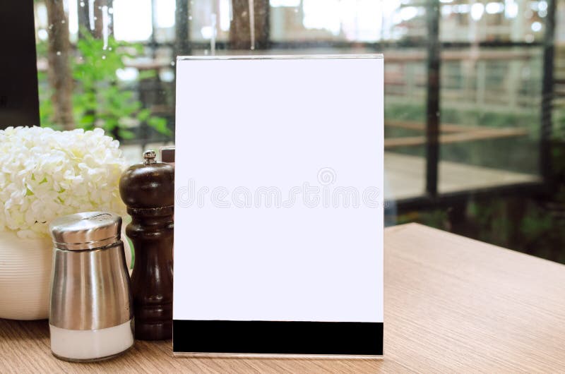 Blank Menu Frame on Table in Restaurant Cafe with Vintage Style Stock ...
