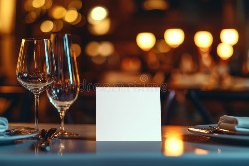 Blank Menu at a Posh Restaurant with Elegant Table Settings. Stock ...